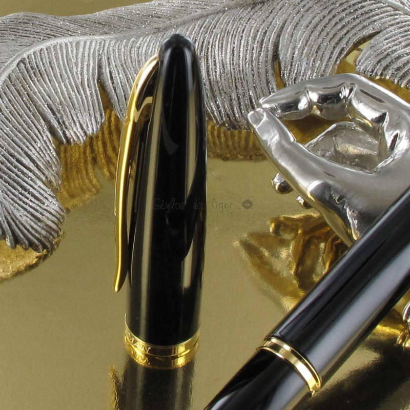 Stylo Plume Moyenne Waterman® Carène Laque Noir Or massif GT sur Stylos ...